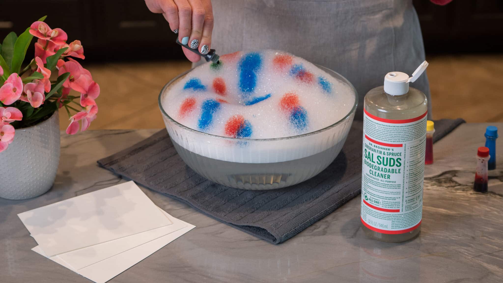 Bubble-Dyed Paper with Dr. Bronner’s Sal Suds - Going Green with Lisa ...