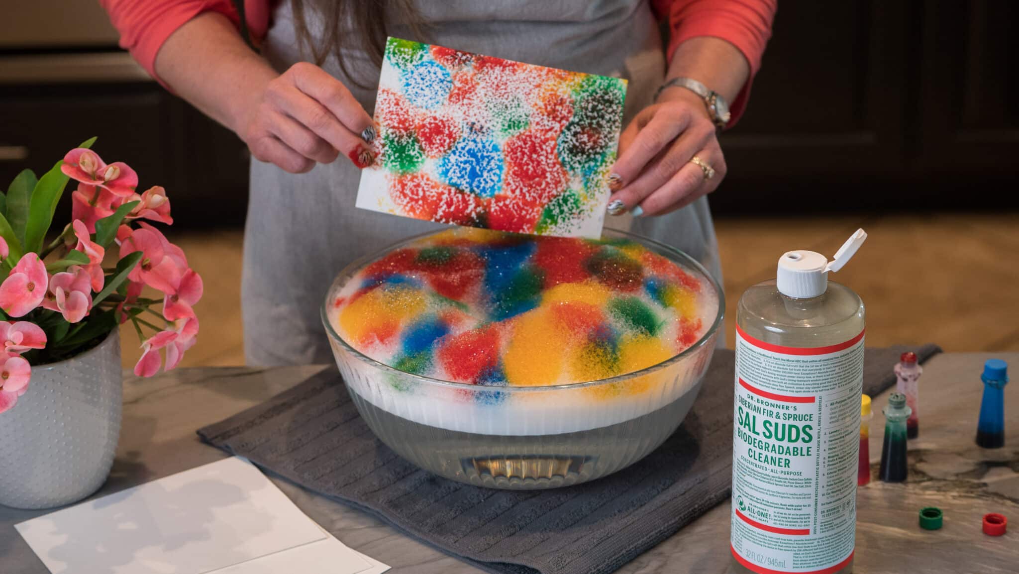 Bubble-Dyed Paper with Dr. Bronner’s Sal Suds - Going Green with Lisa ...